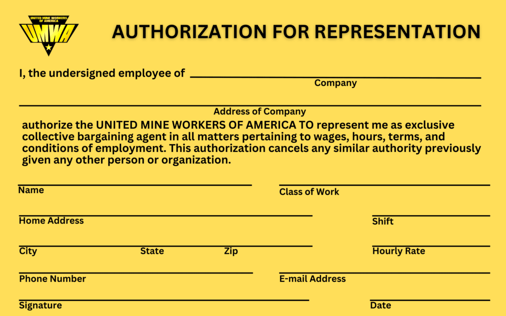 If I sign an Authorization Card am I a Union Member? - United Mine ...